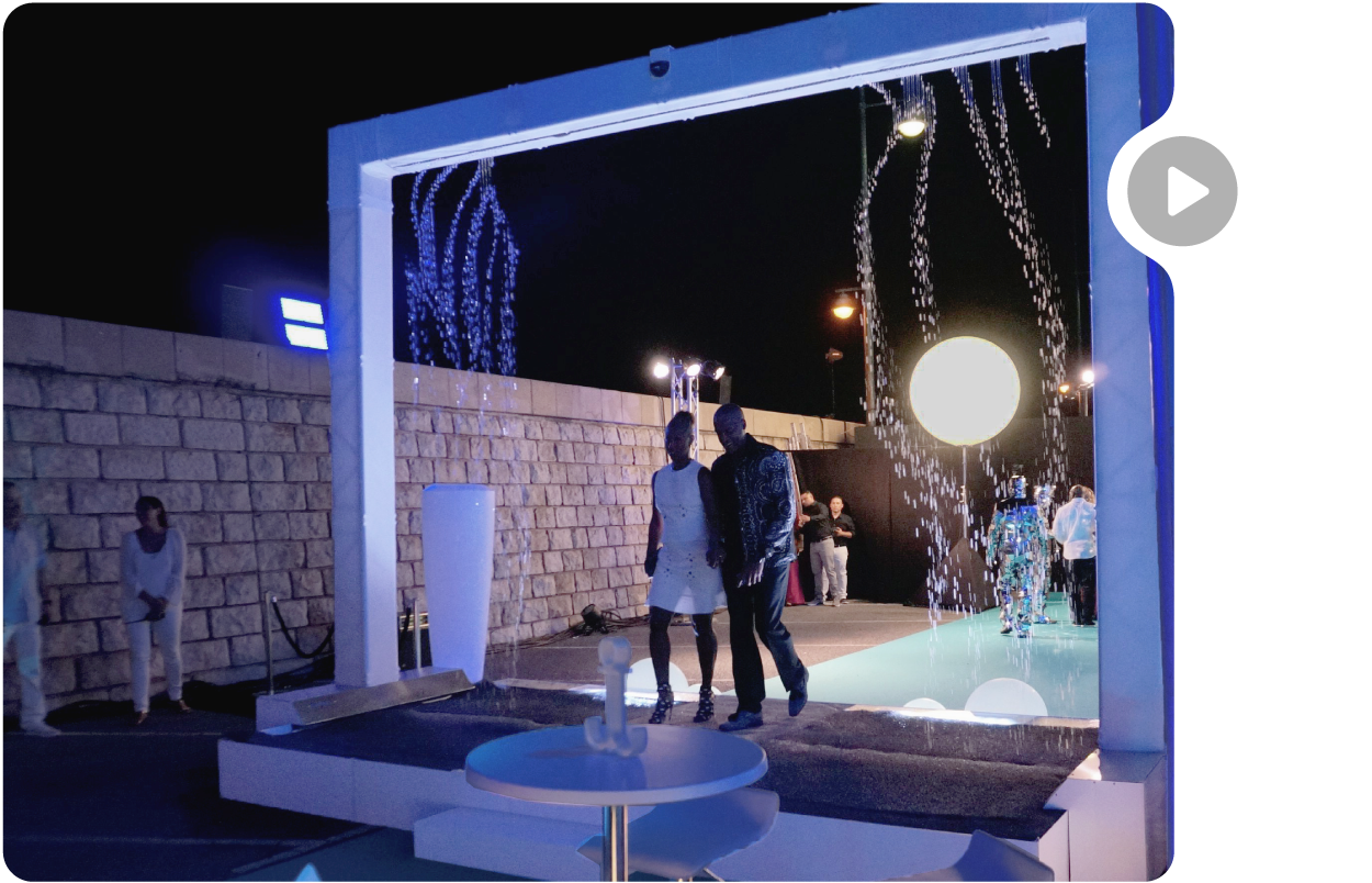 Digital Waterfall + Platform. Walk through Interactive Water Wall ...